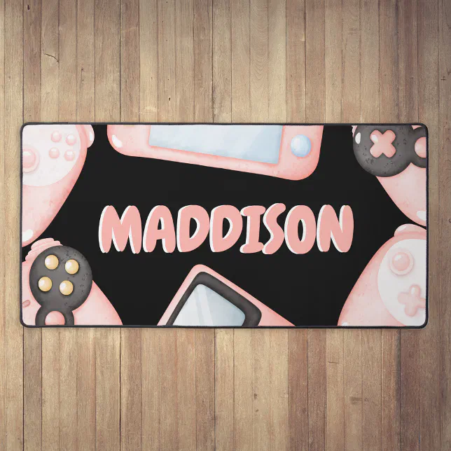 Personalized Watercolor Pink Gaming Desk Mat | Zazzle