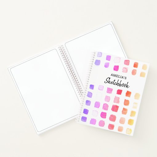 Personalized Watercolor Rainbow Colors Sketchbook Notebook | Zazzle