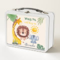 Personalized Watercolor Safari Animals Metal Lunch Box | Zazzle