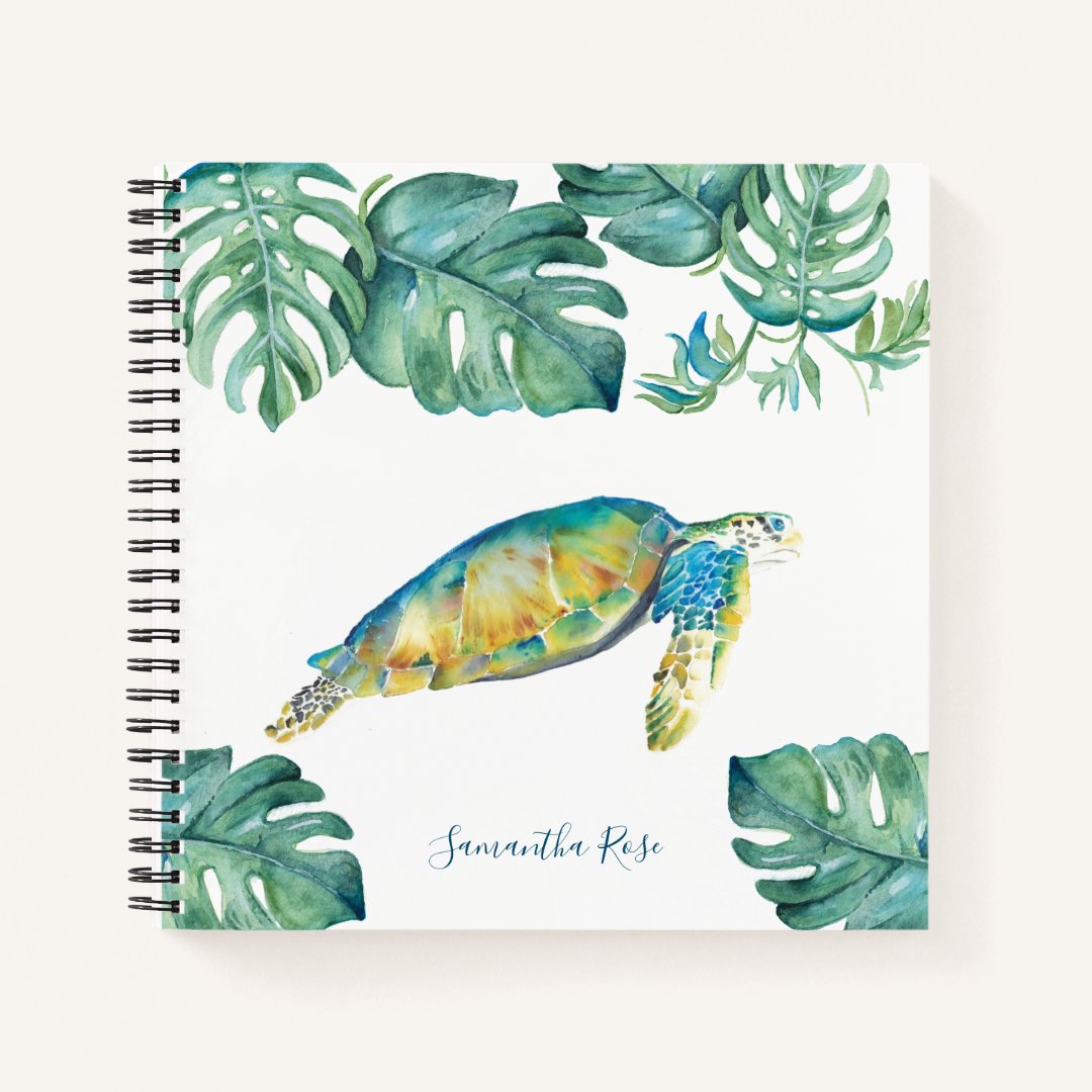 Personalized Watercolor Sea Turtle Journal | Zazzle