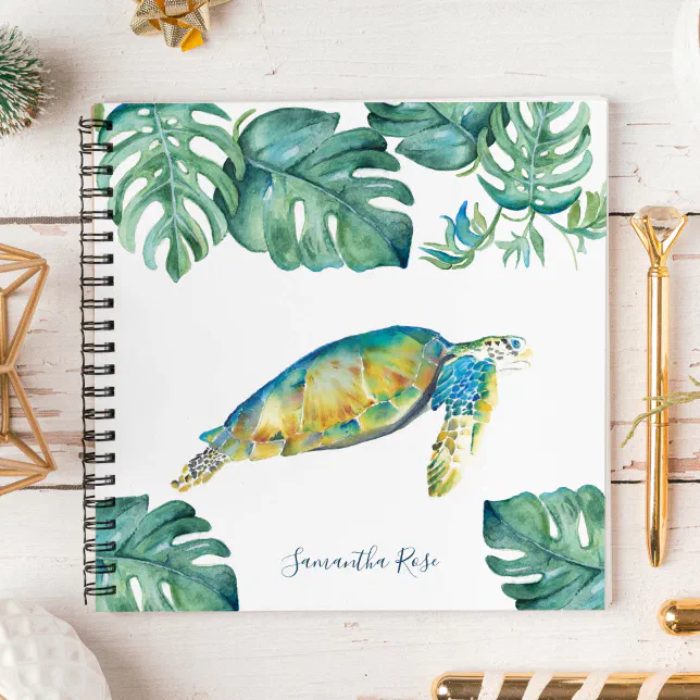 Personalized Watercolor Sea Turtle Journal | Zazzle