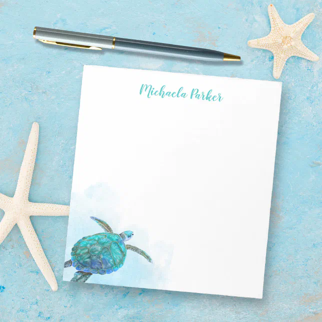 Personalized Watercolor Sea Turtle Stationery Notepad | Zazzle