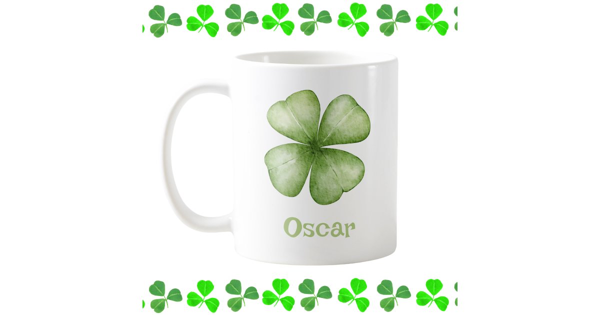 Personalized Watercolor Shamrock Coffee Mug | Zazzle