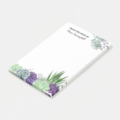 Personalized Watercolor Succulent Plant Post-it Notes | Zazzle