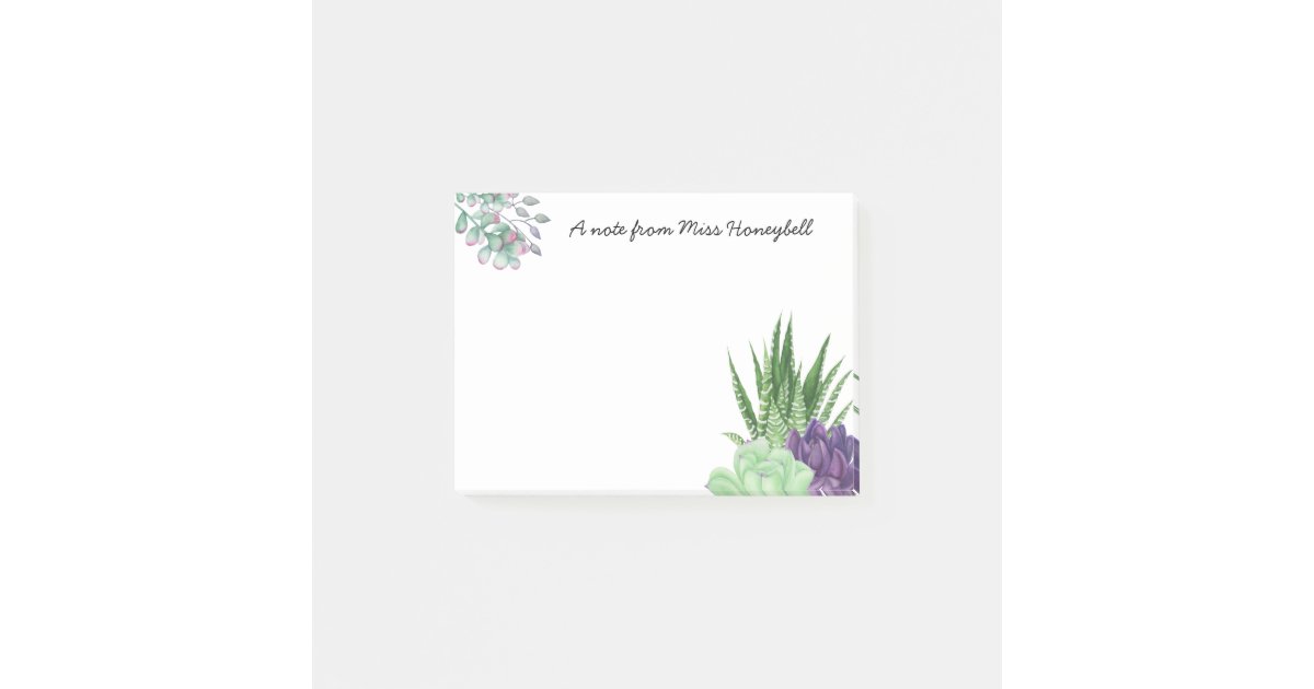 Personalized Watercolor Succulent Post-it Notes | Zazzle