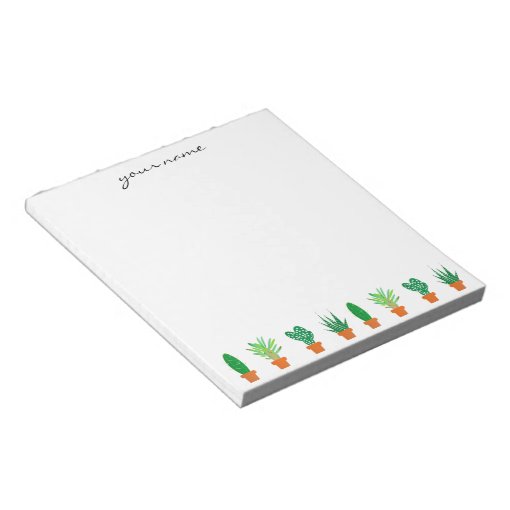 Personalized Watercolor Succulents Boho Notepad | Zazzle