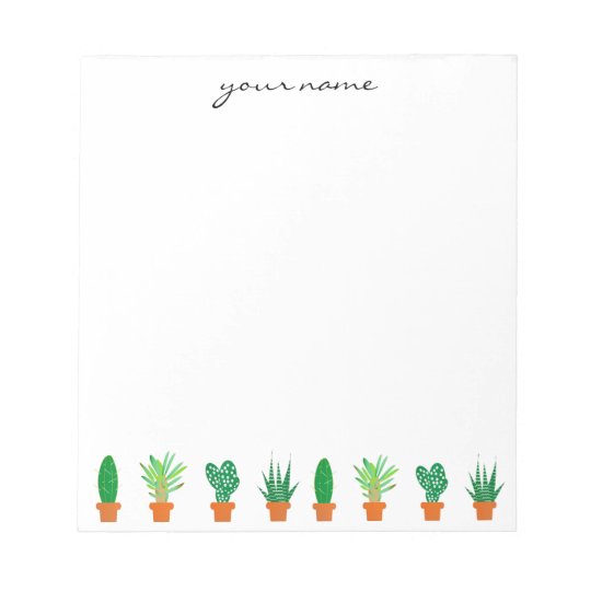 Personalized Watercolor Succulents Boho Notepad | Zazzle.com