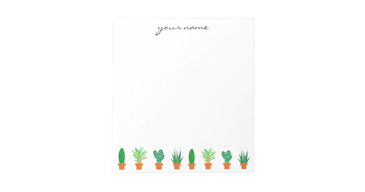 Personalized Watercolor Succulents Boho Notepad | Zazzle
