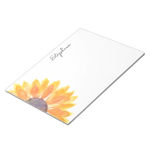 Personalized Watercolor Sunflower Notepad | Zazzle