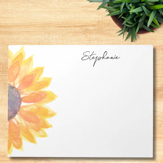 Personalized Watercolor Sunflower Notepad | Zazzle