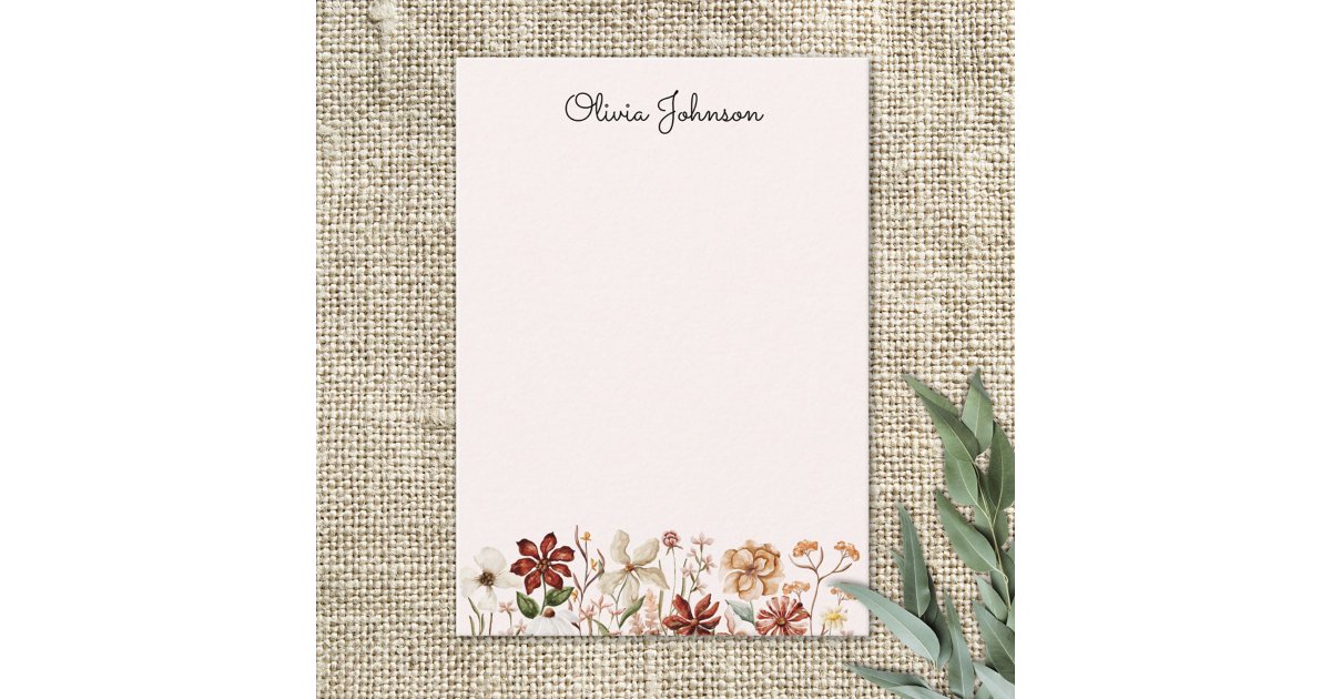 Personalized Watercolor Vintage Wildflower Meadow Note Card | Zazzle