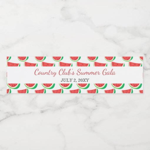 Personalized Watermelon Pattern Summer Party Water Bottle Label | Zazzle