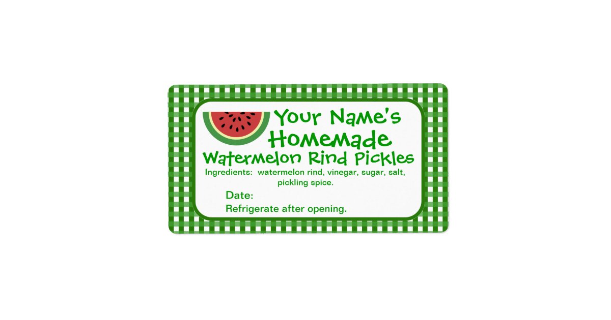 Personalized Watermelon Pickle Jar Labels Template | Zazzle