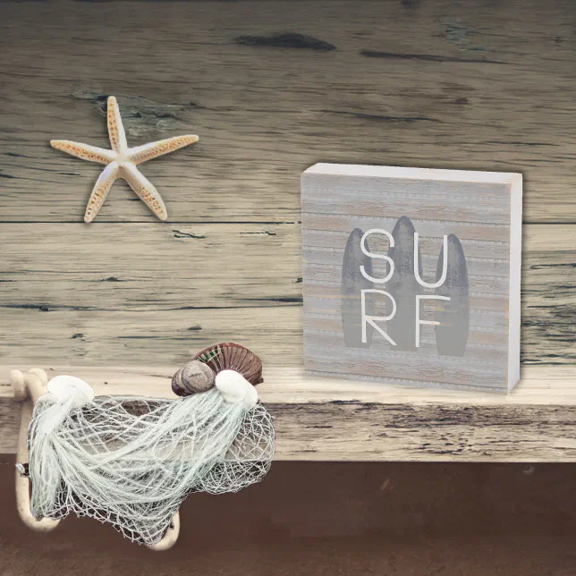 Personalized Weathered Beach Driftwood Surfboard Wooden Box Sign | Zazzle