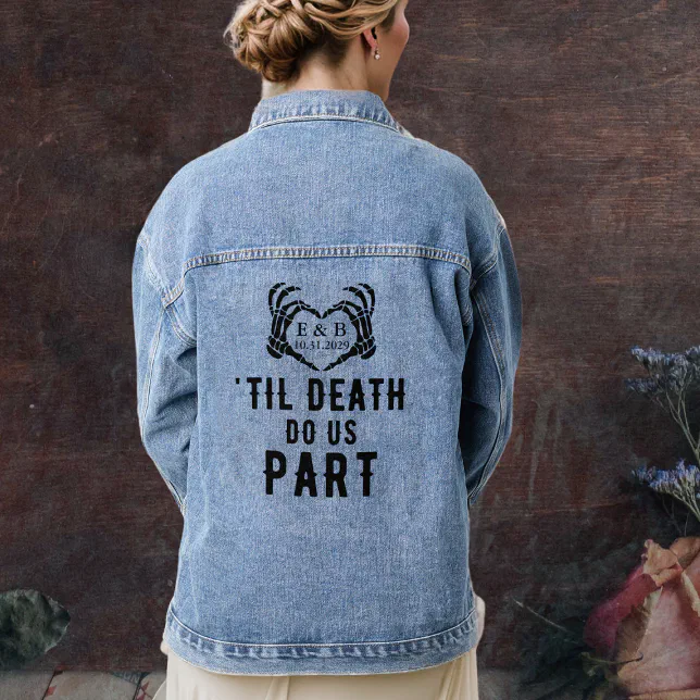 Personalized Weddding Til Death Do Us Part Bride Denim Jacket | Zazzle