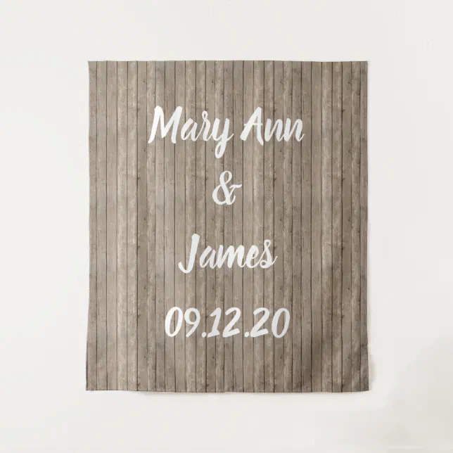 Personalized Wedding Backdrop Wood Background | Zazzle