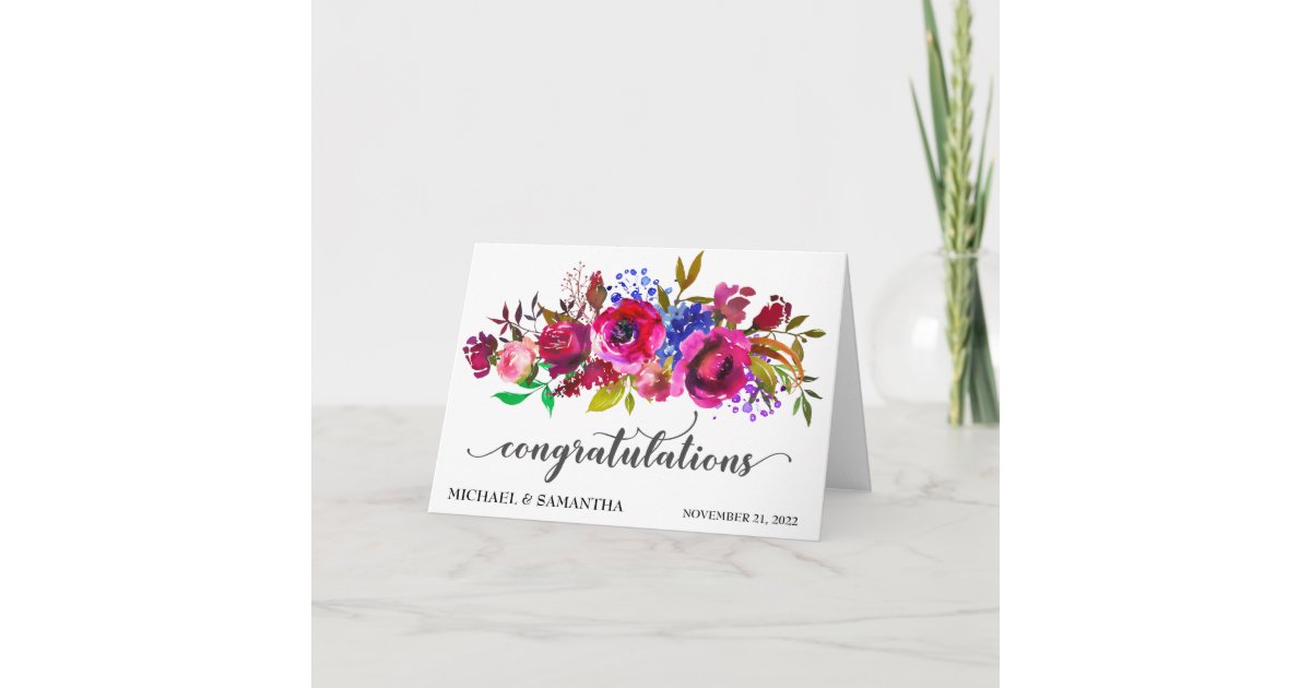 Personalized Wedding Congratulations Boho Brights Card | Zazzle
