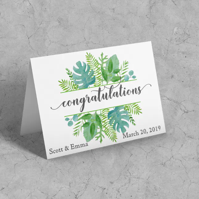 Personalized Wedding Congratulations Leaves Card | Zazzle