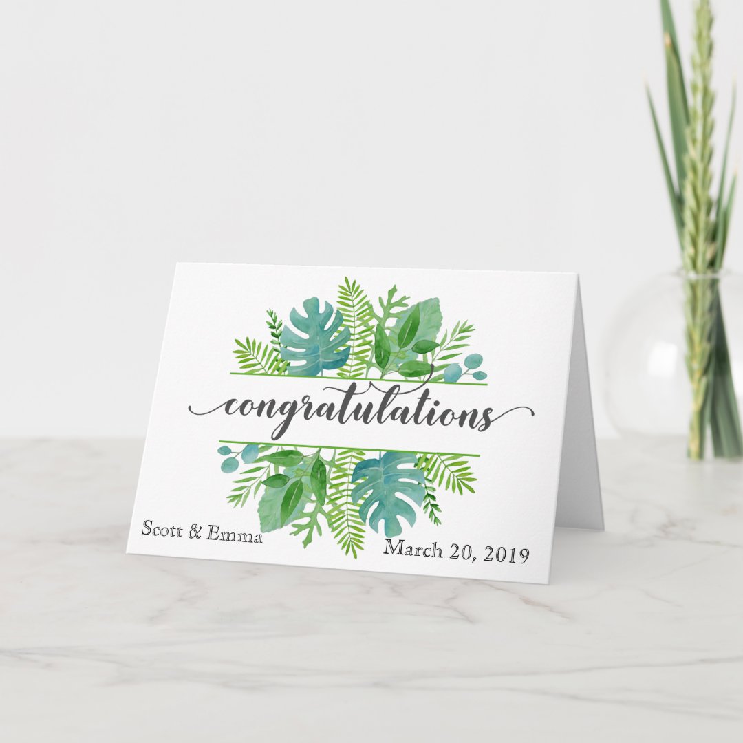 Personalized Wedding Congratulations Leaves Card | Zazzle