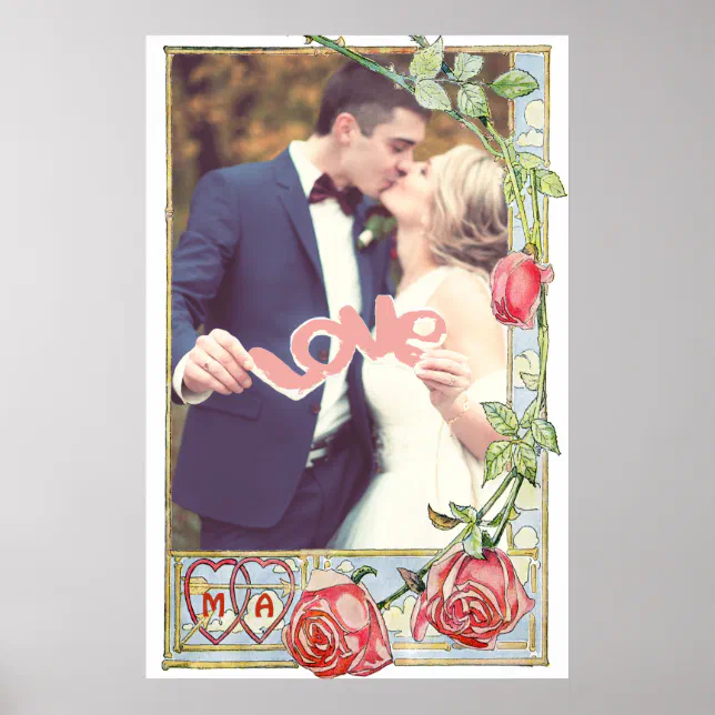 Personalized wedding couple frame poster | Zazzle