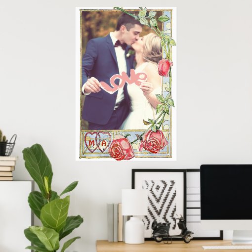 Personalized wedding couple frame poster | Zazzle