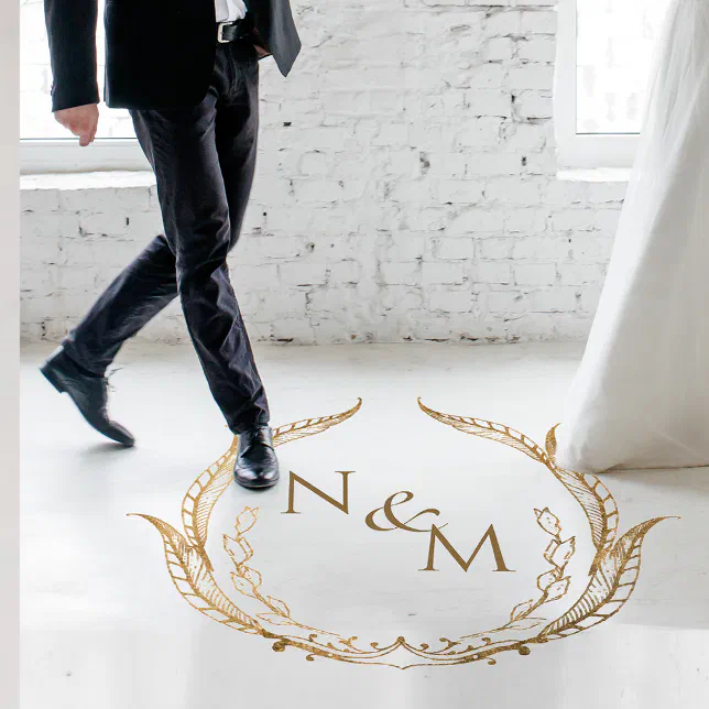 Personalized Wedding Dance Floor Monogram Gold Floor Decals | Zazzle