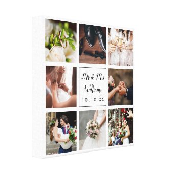 Personalized Wedding Day Photo Collage Canvas Print | Zazzle