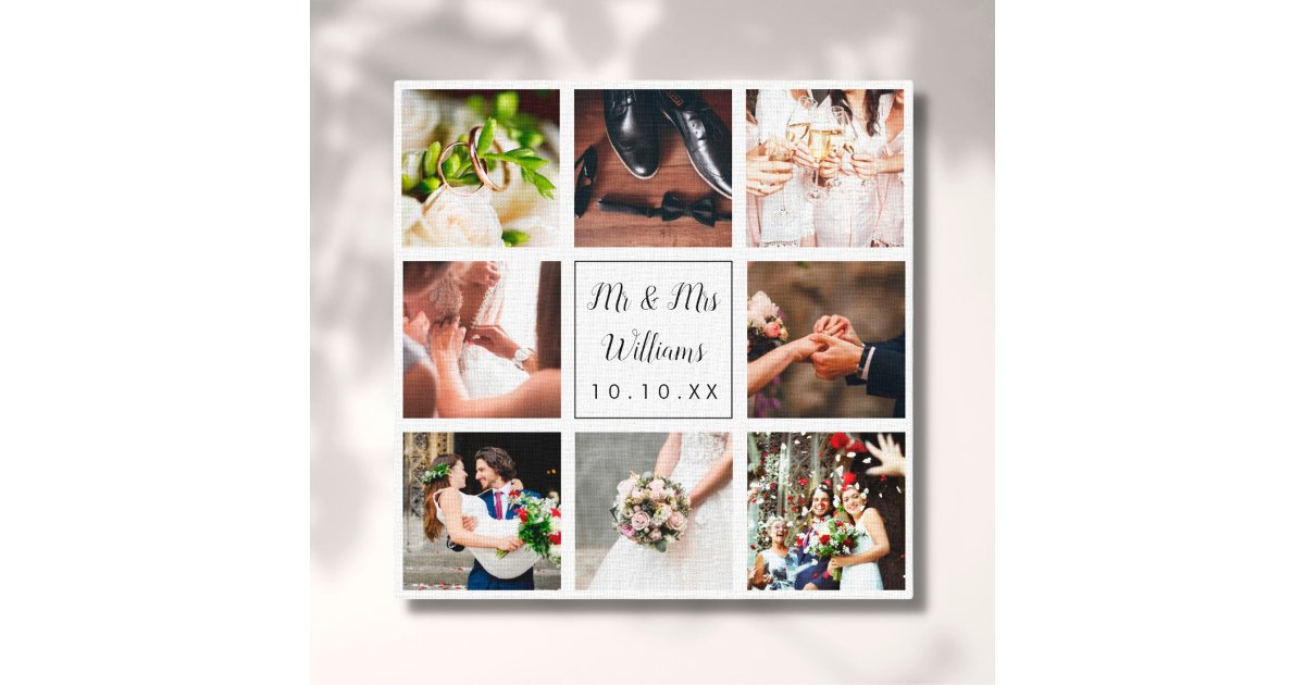 Personalized Wedding Day Photo Collage Canvas Print | Zazzle