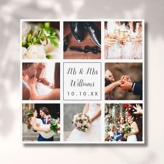 Personalized Wedding Day Photo Collage Canvas Print | Zazzle