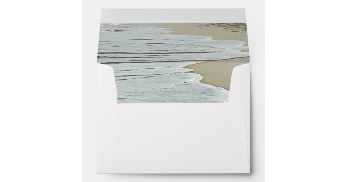 Personalized Wedding Envelope Beach Shoreline Wave | Zazzle