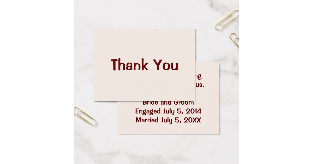 Personalized Wedding Event Thank You Flat Cards | Zazzle