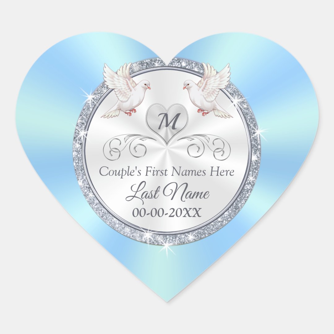 Personalized Wedding Favor Stickers, Heart Shaped Heart Sticker | Zazzle