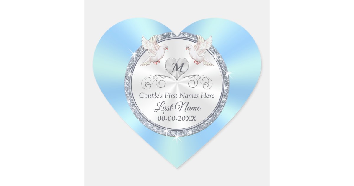 Personalized Wedding Favor Stickers, Heart Shaped Heart Sticker | Zazzle
