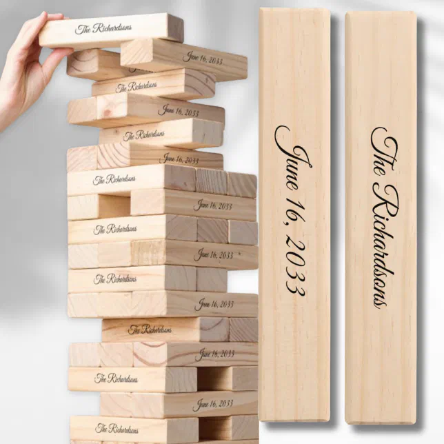 Personalized Wedding Lawn Game Giant Jenga Tower | Zazzle