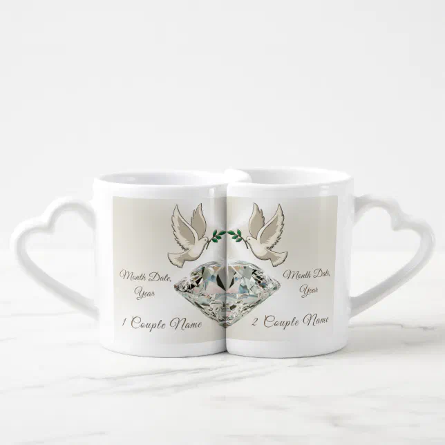 Personalized Wedding Mugs for Bride and Groom, Set | Zazzle