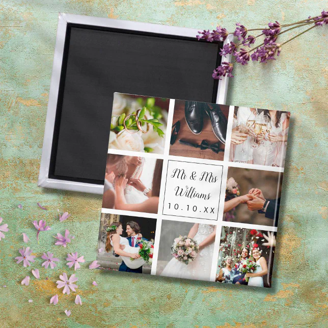 Personalized Wedding Photo Collage Magnet | Zazzle