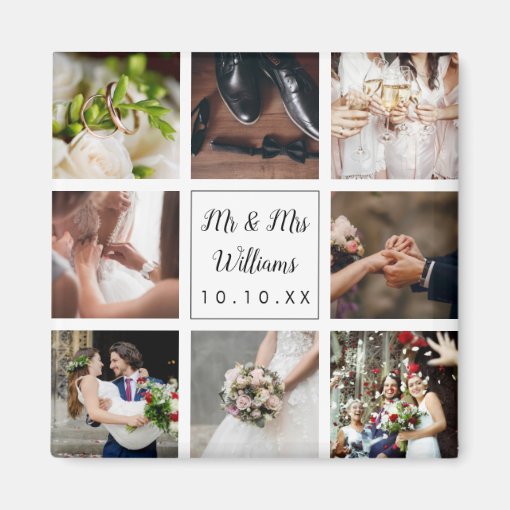 Personalized Wedding Photo Collage Magnet | Zazzle