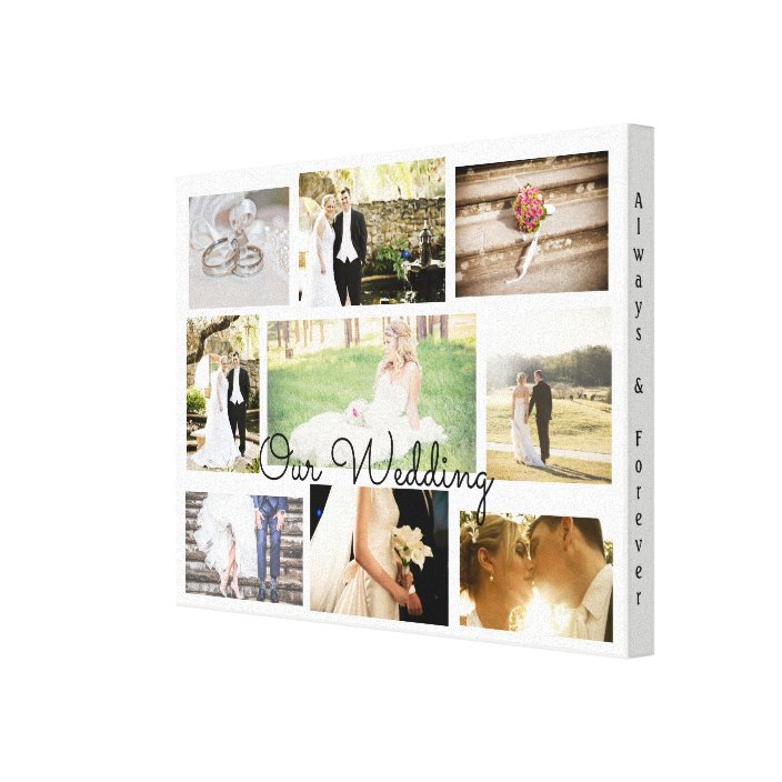 Personalized Wedding Photo Collage Wall Art White | Zazzle.com