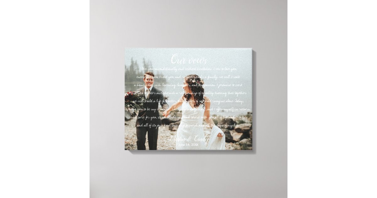Personalized Wedding Photo & Vows Canvas Print | Zazzle