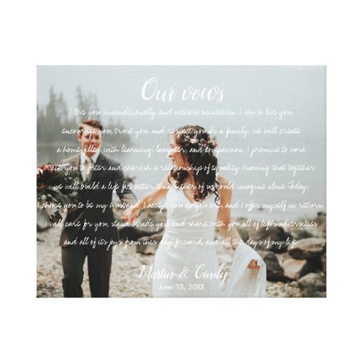Personalized Wedding Photo & Vows Canvas Print | Zazzle