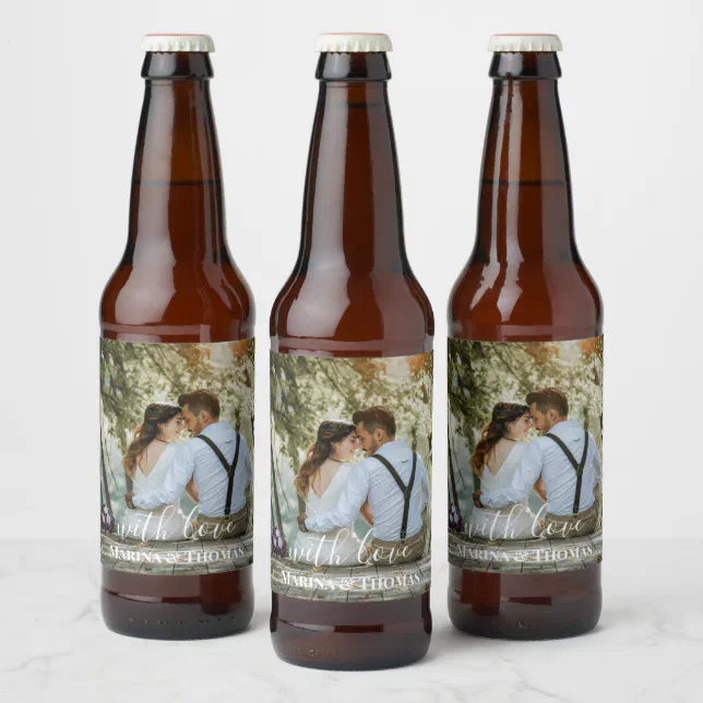 Personalized Wedding Photo With Modern Calligraphy Beer Bottle Label ...