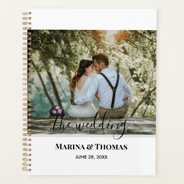 Personalized Wedding Photo With Modern Calligraphy Planner | Zazzle