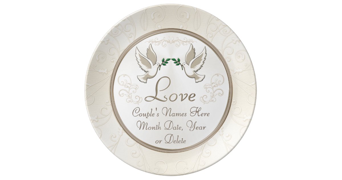 Personalized Wedding Plate Couple's Names, Date | Zazzle