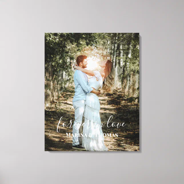 Personalized Wedding Portrait Modern Calligraphy Canvas Print | Zazzle