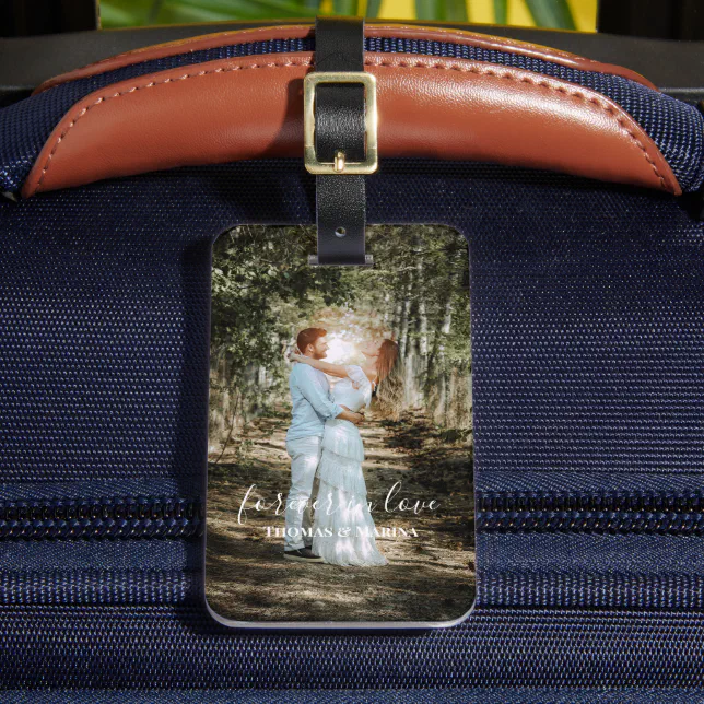 Personalized Wedding Portrait Modern Calligraphy Luggage Tag | Zazzle
