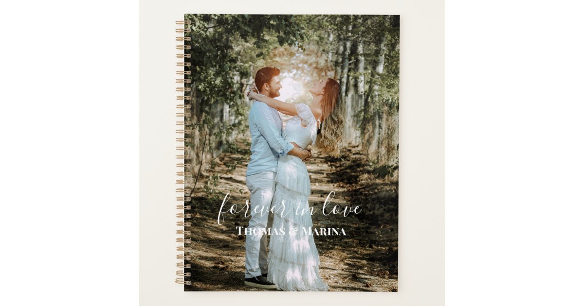 Personalized Wedding Portrait Modern Calligraphy Planner | Zazzle