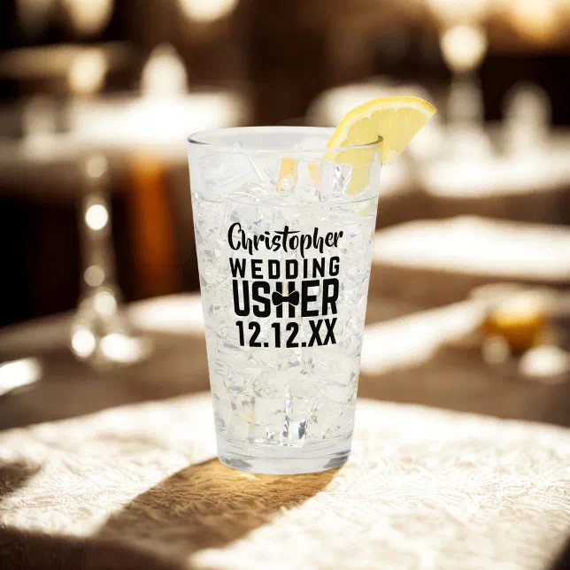 Personalized Wedding Usher Favor Glass Tumbler | Zazzle