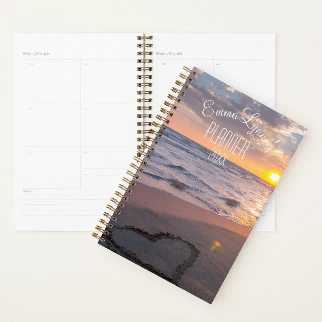 Personalized Weekly, Monthly Sunset Beach Name Planner | Zazzle