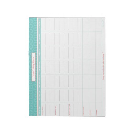 Personalized Weekly Planner Notepad | Zazzle
