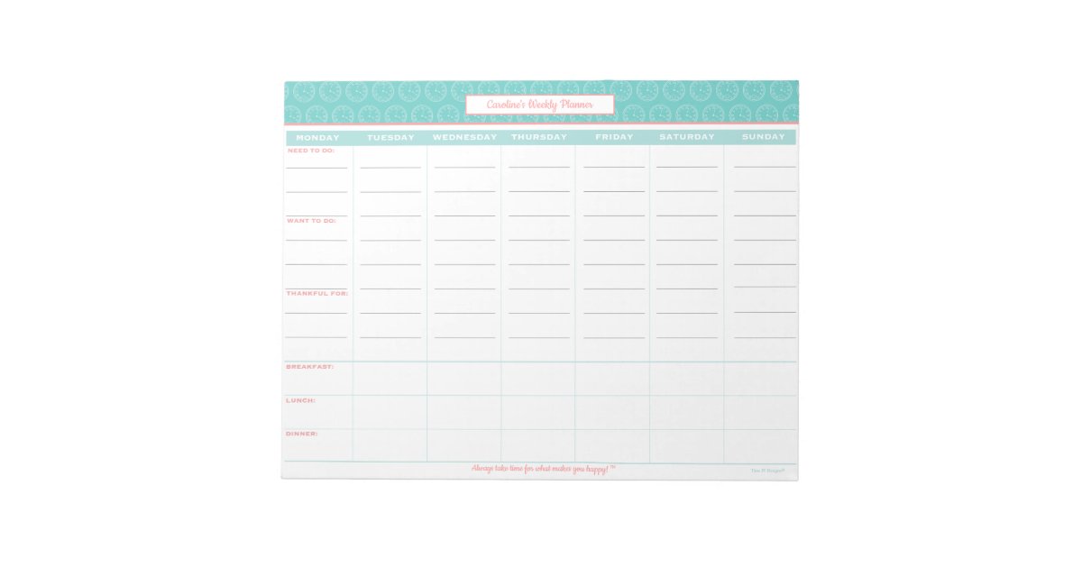 Personalized Weekly Planner Notepad | Zazzle
